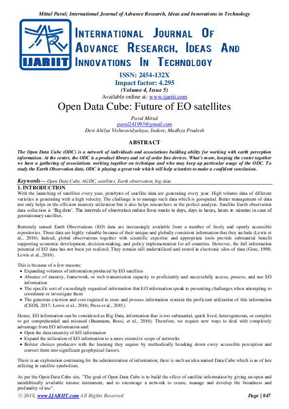 (PDF) Open Data Cube: Future of EO satellites