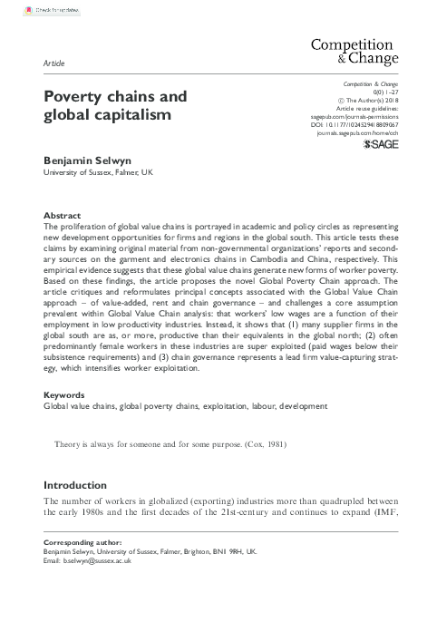 (PDF) Poverty chains and global capitalism