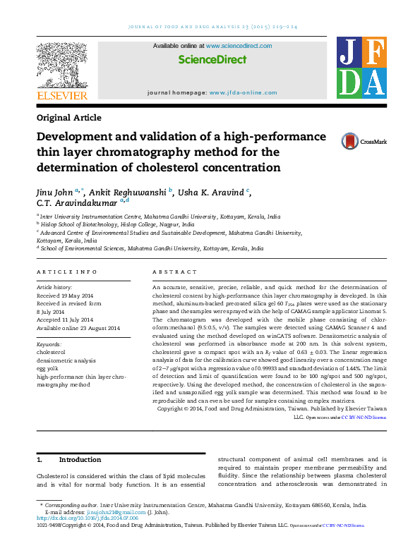Pdf Development And Validation Of A High Performance Thin Layer
