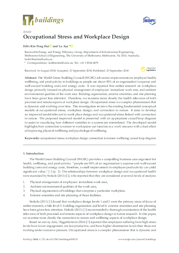 (PDF) Occupational stress and workplace design