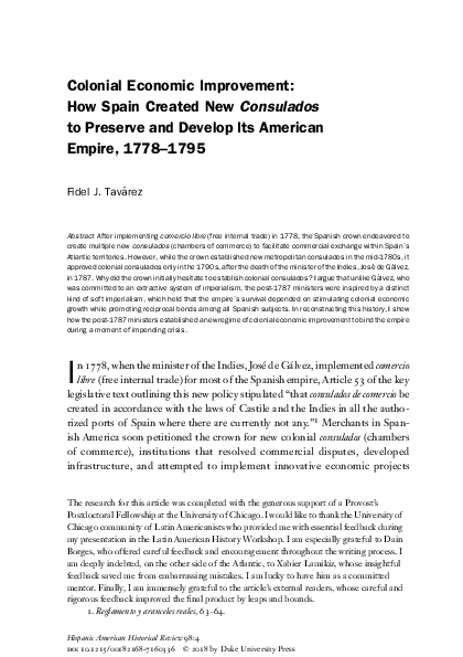 (PDF) Colonial Economic Improvement: How Spain Created New Consulados ...