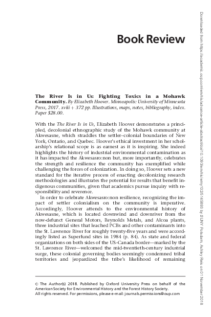 (PDF) Book Review: Elizabeth Hoover's "The River is in Us: Fighting ...