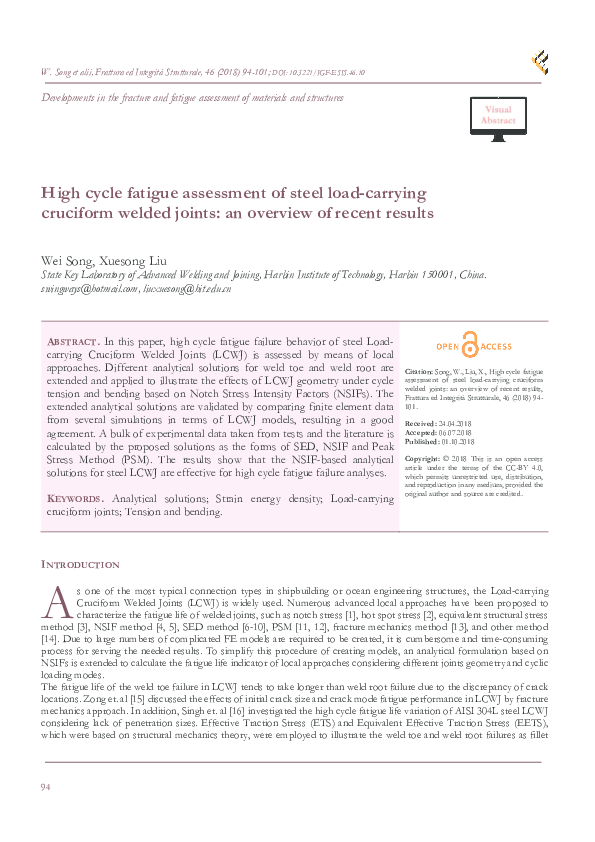 (PDF) High cycle fatigue assessment of steel load-carrying cruciform ...