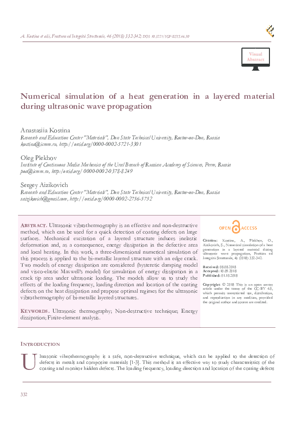 Pdf Numerical Simulation Of A Heat Generation In A Layered Material
