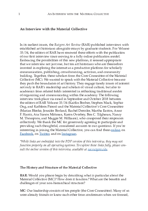 (PDF) An Interview with the Material Collective