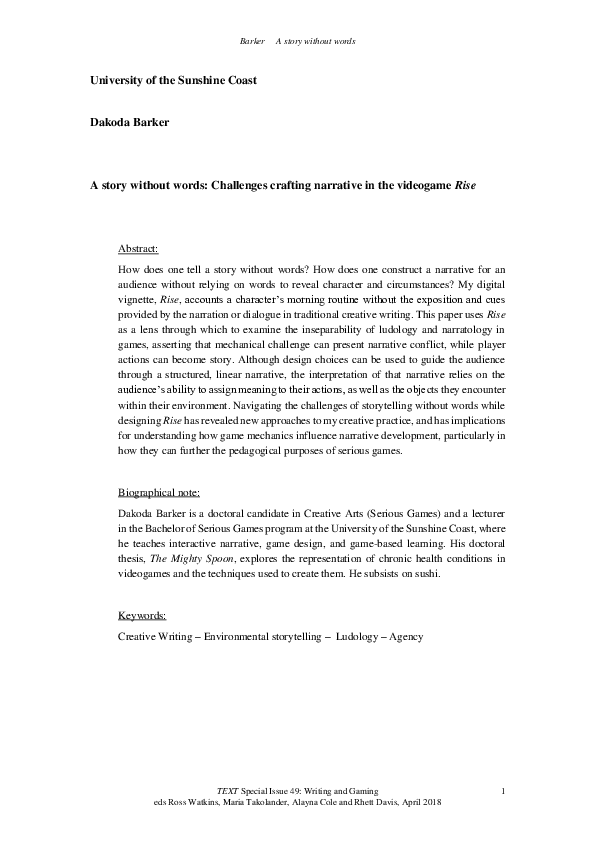 (PDF) A story without words: Challenges crafting narrative in the ...