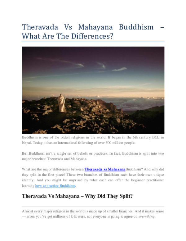(PDF) Theravada Vs Mahayana Buddhism – What Are The Differences?