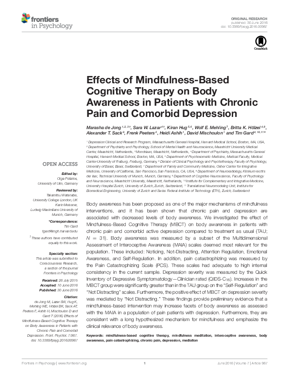 (PDF) Effects of Mindfulness-Based Cognitive Therapy on Body Awareness in Patients with Chronic ...