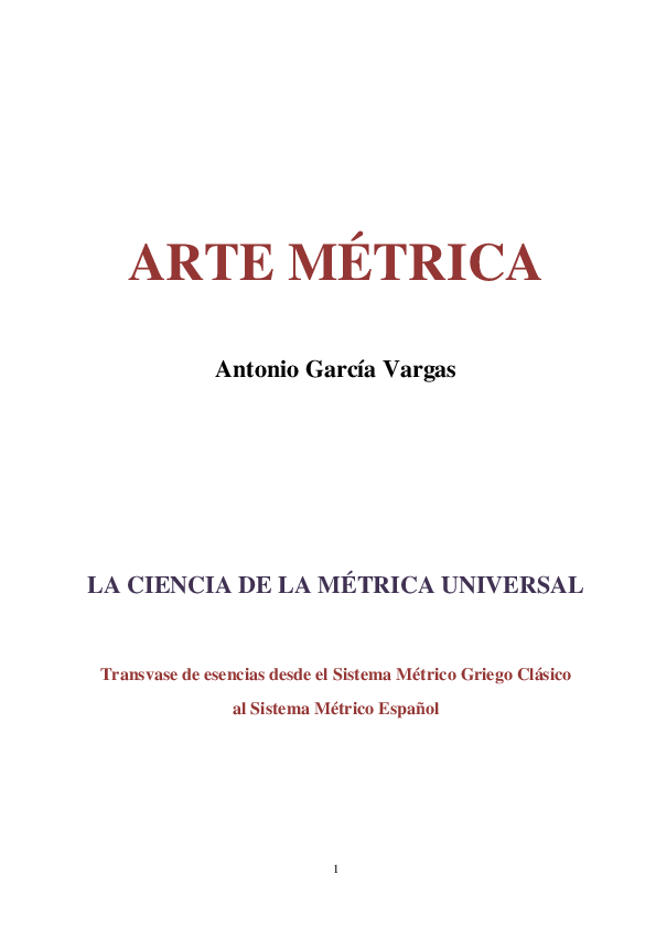 (PDF) ARTE MÉTRICA (Introducción a la Ciencia del Metro Clásico)