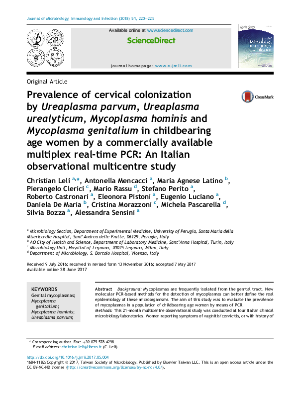 (PDF) Prevalence of cervical colonization by Ureaplasma parvum ...