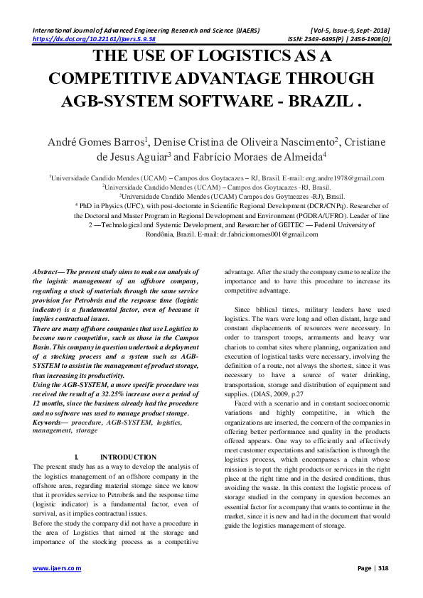 (PDF) The Use of Logistics as a Competitive Advantage through AGB ...