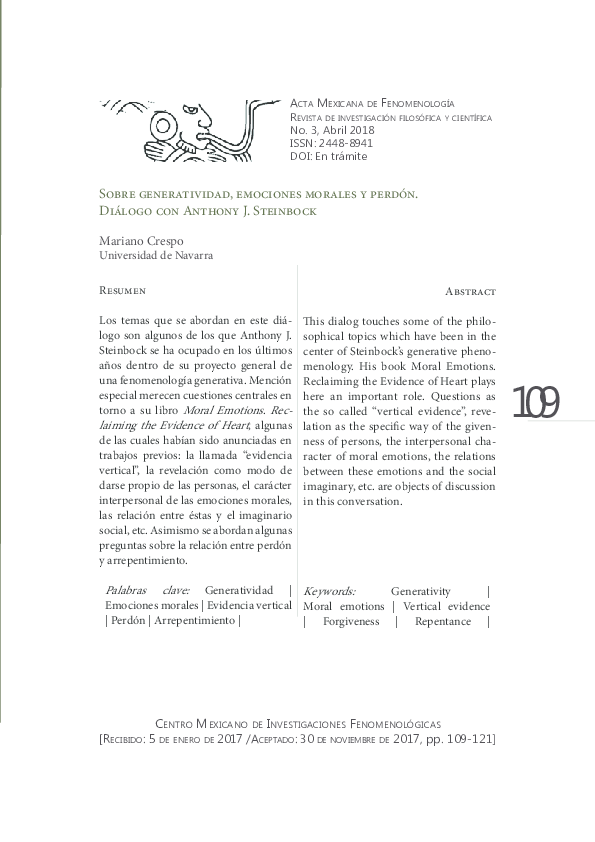 (PDF) ActA MexicAnA de FenoMenologíA Sobre generatividad, emociones ...