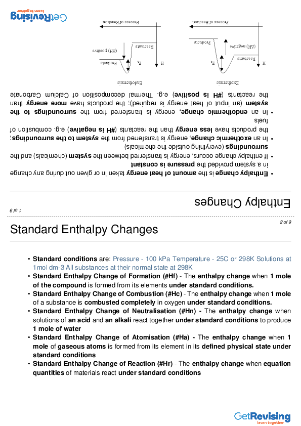 (PDF) Standard Enthalpy Changes