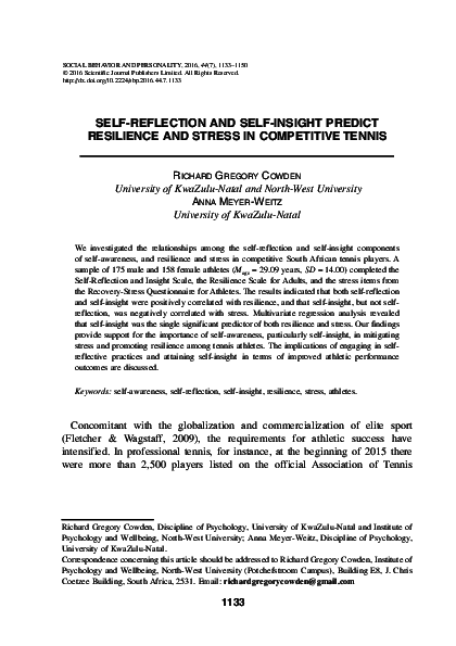 (PDF) Self-reflection and Self-insight Predict Resilience and Stress in ...