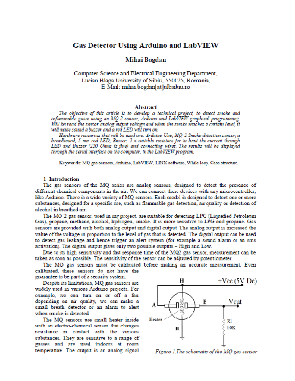 (PDF) Gas Detector using Arduino and Lab VIEW
