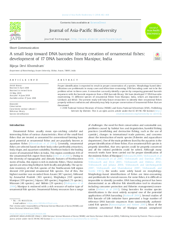 (PDF) A small leap toward DNA barcode library creation of ornamental ...