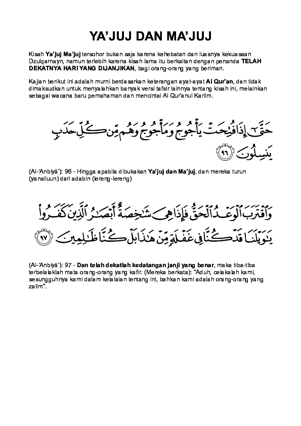(PDF) Kajian terbaru tentang YA'JUJ DAN MA'JUJ oleh Alm. Vinio Jubilee