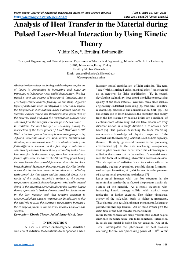 (PDF) Analysis of Heat Transfer in the Material during Pulsed Laser ...
