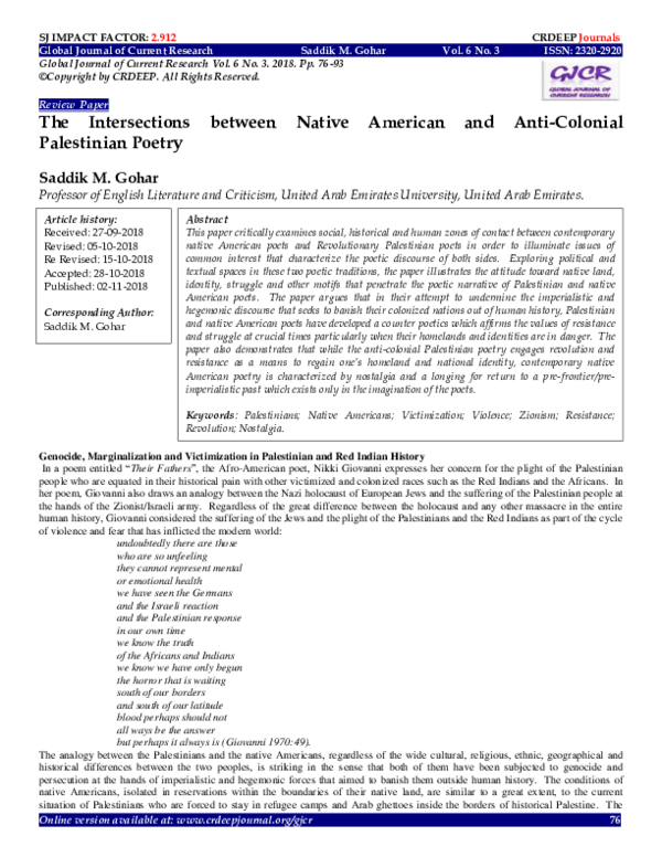 (PDF) The Intersections between Native American and Anti-Colonial ...