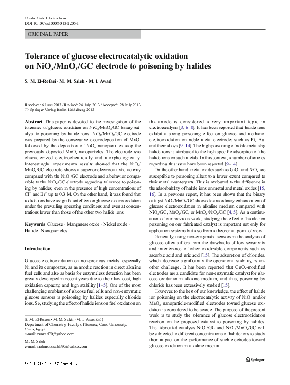 (PDF) Tolerance of glucose electrocatalytic oxidation on NiO x /MnO x ...