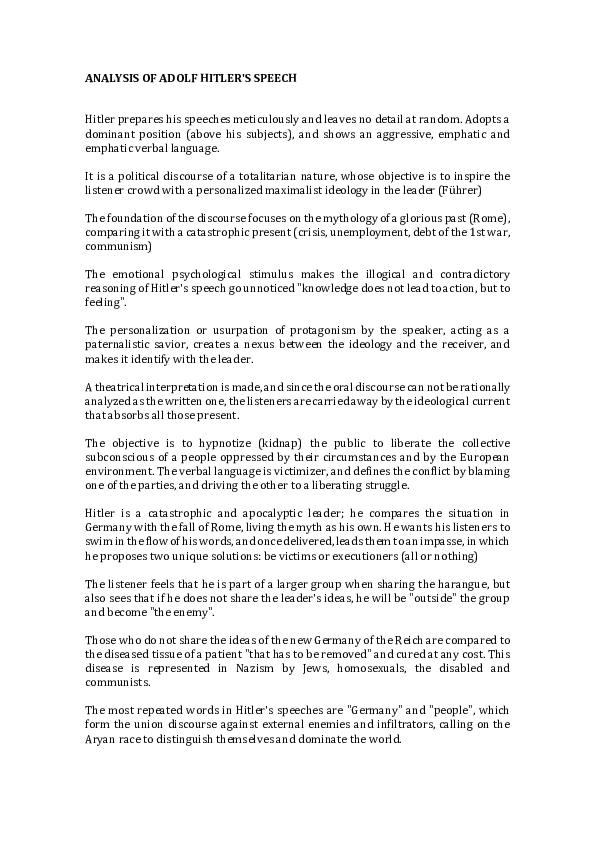 (PDF) ANALYZING ADOLF HITLER'S SPEECH | Pedro J Nogués - Academia.edu