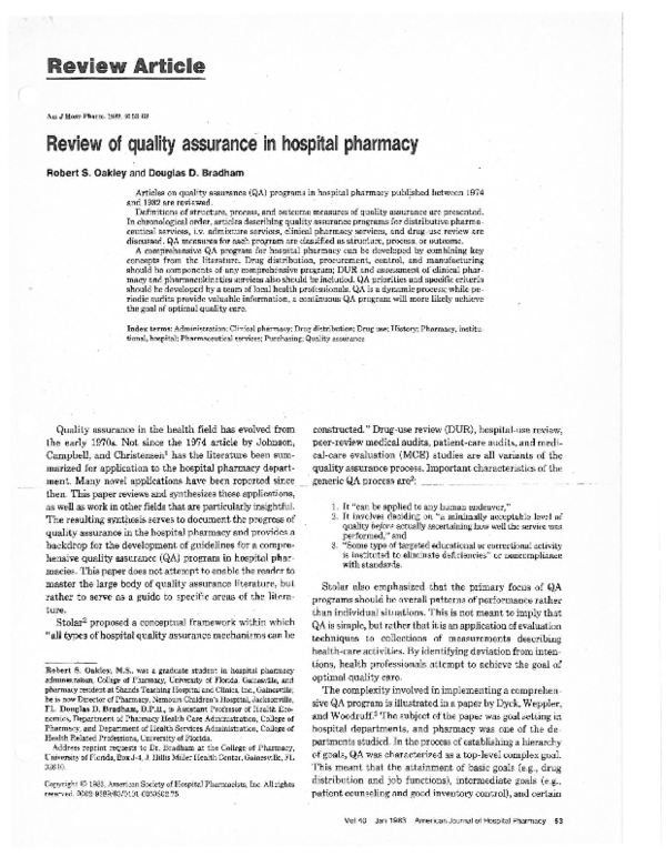 PDF Review Of Quality Assurance In Hospital Pharmacy End Martin pdf-review-of-quality-assurance-in-hospital-pharmacy-end-martin