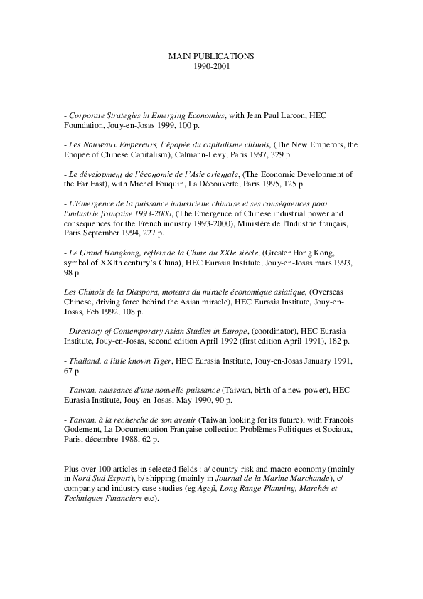 (DOC) Eric main publications