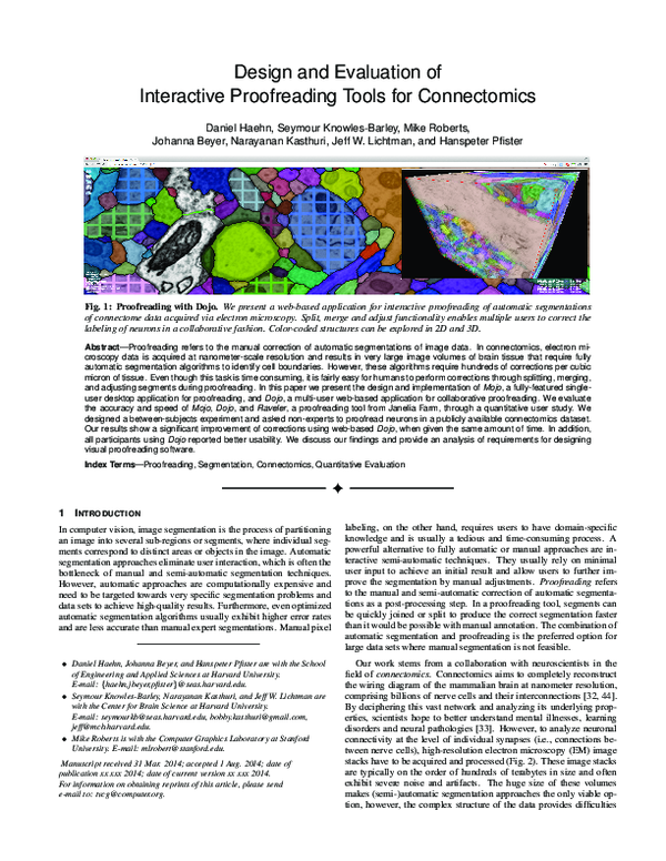 Pdf Design And Evaluation Of Interactive Proofreading Tools For Connectomics