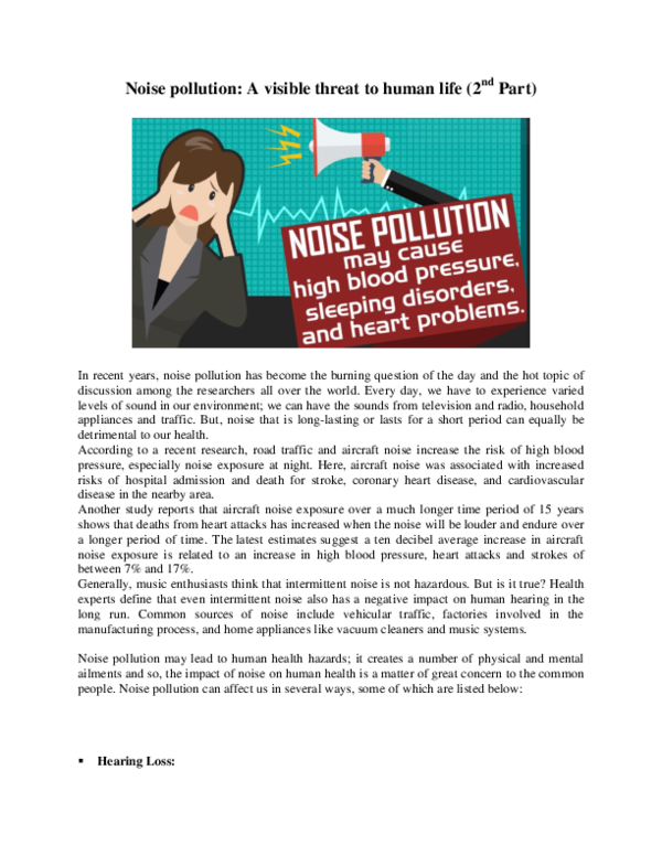 Effects Of Noise Pollution On Human