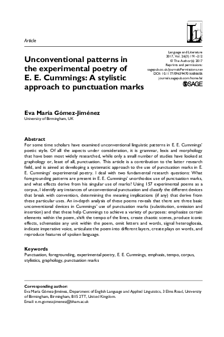 (PDF) Unconventional patterns in the experimental poetry of E. E ...