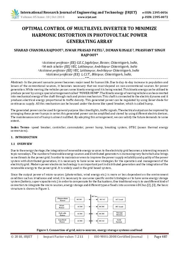 (PDF) IRJET- OPTIMAL CONTROL OF MULTILEVEL INVERTER TO MINIMIZE HARMONIC DISTORTION IN ...