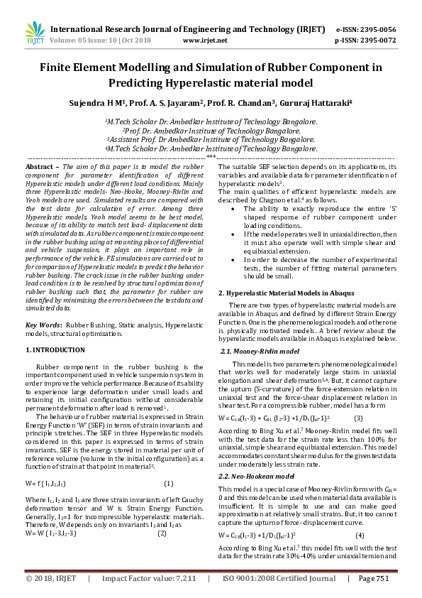 Pdf Irjet Finite Element Modelling And Simulation Of Rubber