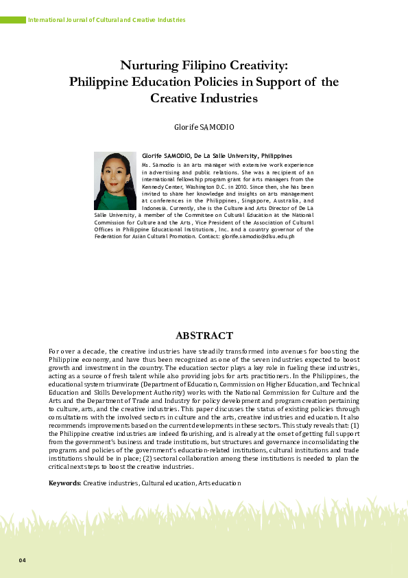 (PDF) Nurturing Filipino Creativity: Philippine Education Policies in ...