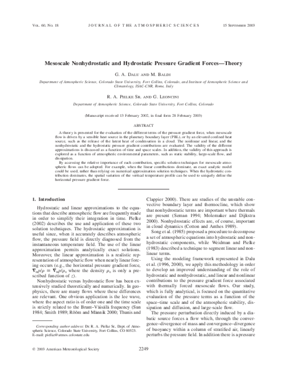 (PDF) Theory of Pressure Gradient Forces in Mesoscale Flow