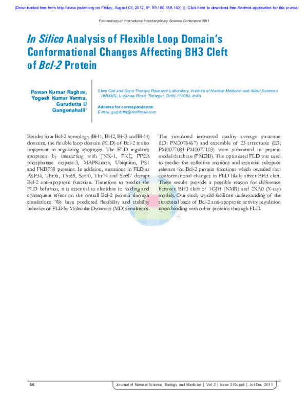 (PDF) In Silico Analysis of Flexible Loop Domain s Conformational ...