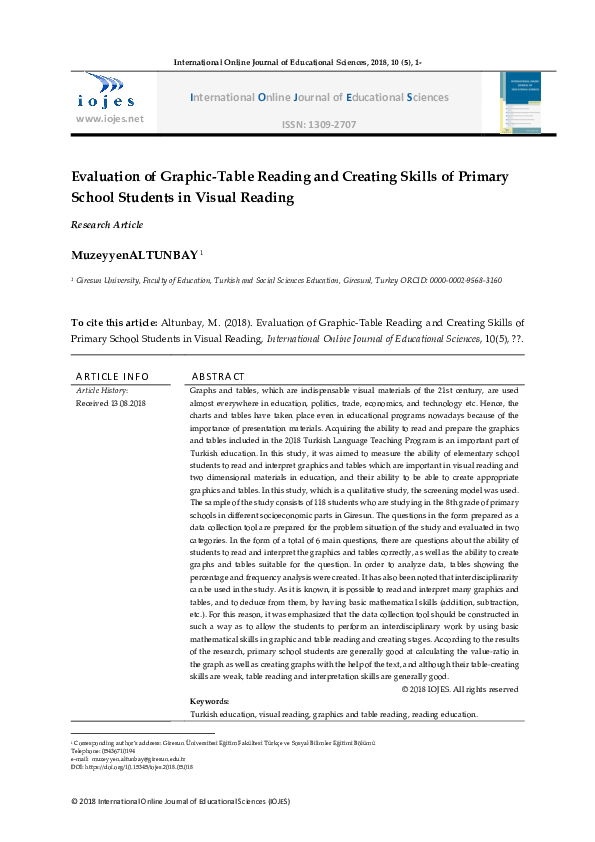 (PDF) Evaluation of Graphic-Table Reading and Creating Skills of ...