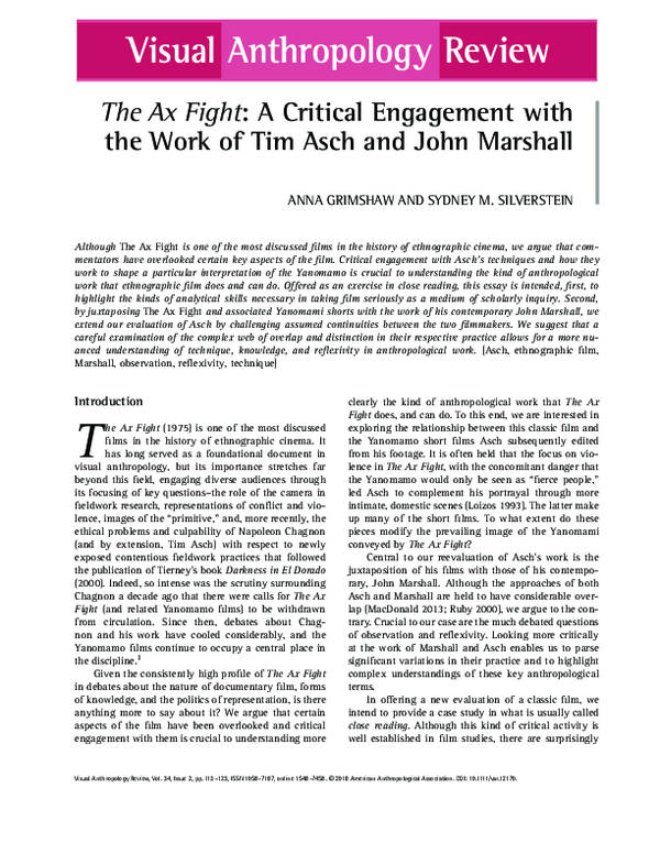 (PDF) The Ax Fight: A Critical Engagement with the Work of Tim Asch and ...
