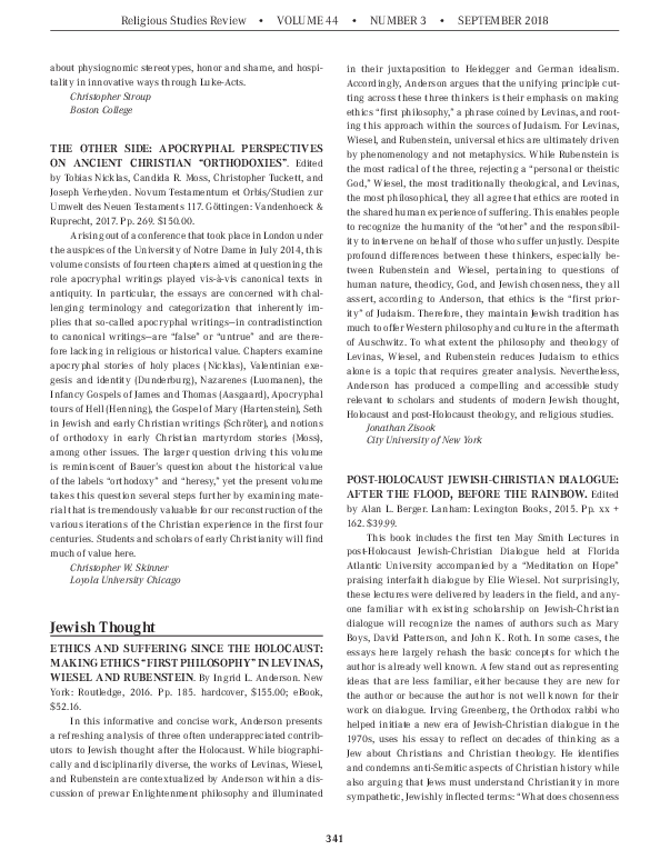 (PDF) Review of Candida R. Moss, Christopher Tuckett, Tobias Nicklas ...