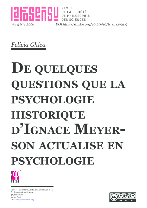 (PDF) De quelques questions que la psychologie historique d'Ignace ...