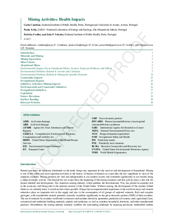 (PDF) Mining Activities: Health Impacts