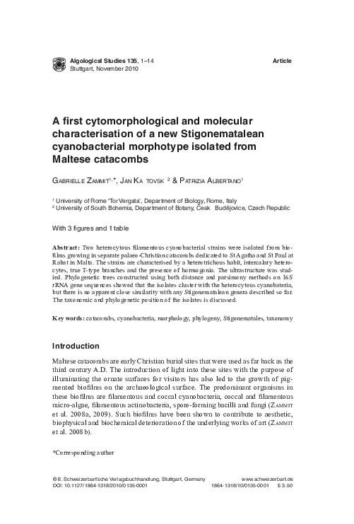 (PDF) A First Cytomorphological and Molecular Characterisation of a New ...