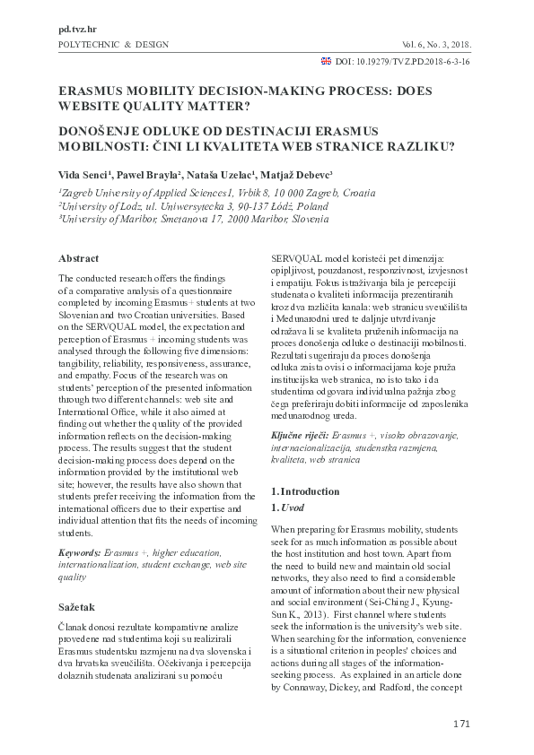 (PDF) ERASMUS MOBILITY DECISION-MAKING PROCESS: DOES WEBSITE QUALITY MATTER?