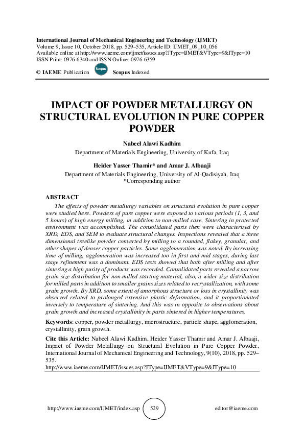 (PDF) IMPACT OF POWDER METALLURGY ON STRUCTURAL EVOLUTION IN PURE ...