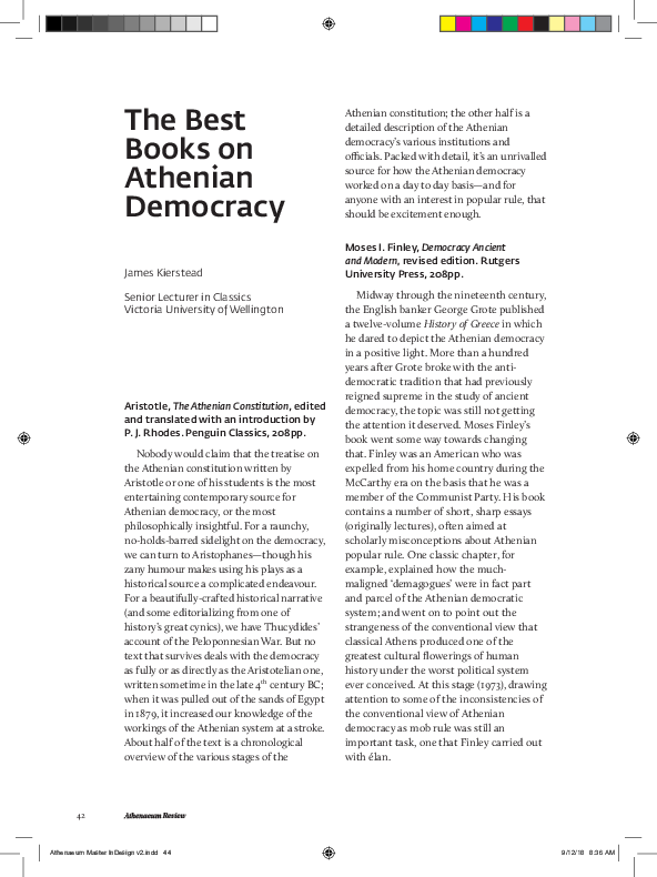 (PDF) The Best Books on Athenian Democracy
