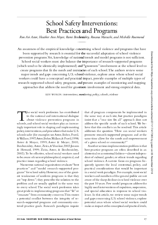 (PDF) School Safety Interventions: Best Practices and Programs