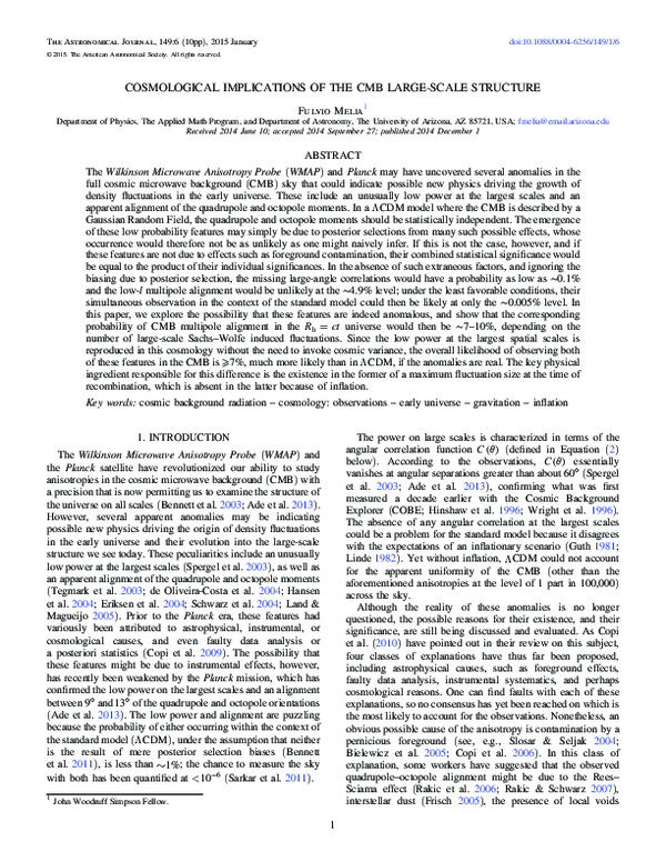 Pdf Cosmological Implications Of The Cmb Large Scale Structure