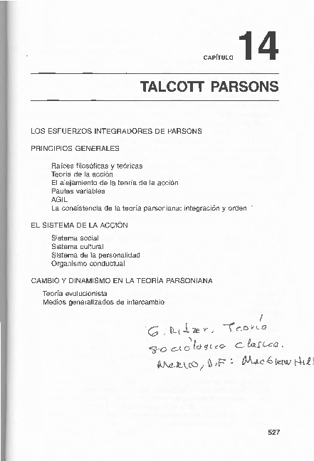 (PDF) CAPÍTULO 14 TALCOTT PARSONS