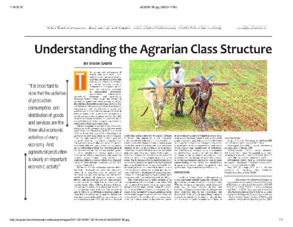 (PDF) Understanding Agrarian Class Structure