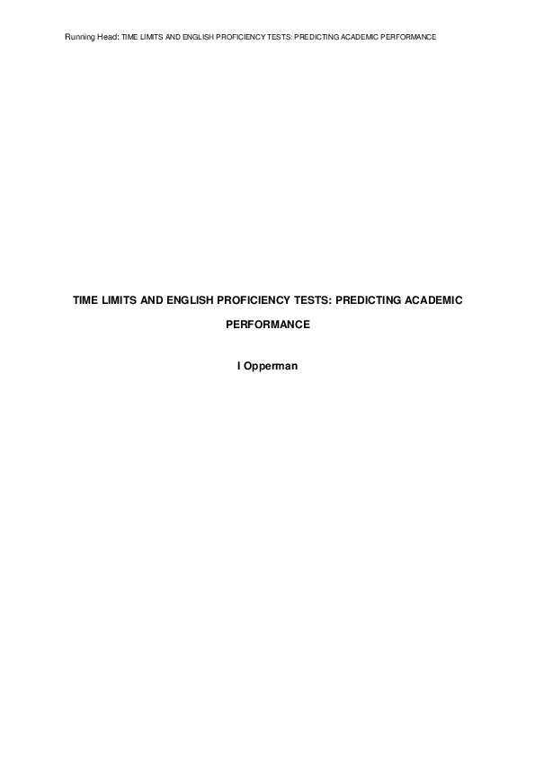 (PDF) TIME LIMITS AND ENGLISH PROFICIENCY TESTS: PREDICTING ACADEMIC ...