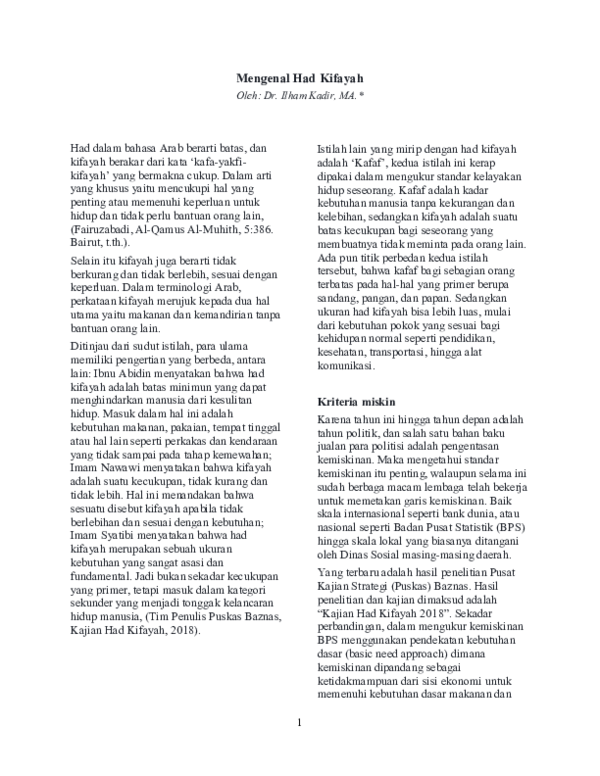 (PDF) Mengenal Had Kifayah